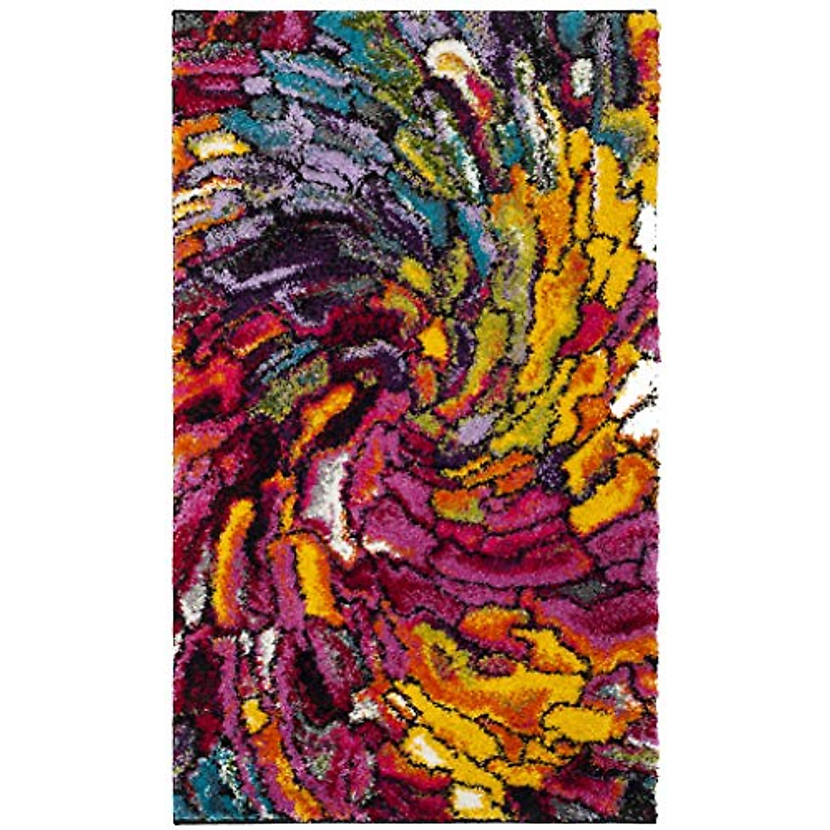 SAFAVIEH Fiesta Shag Collection 3' x 5' Multi FSG373M Modern Abstract Non-Shedding Living Room Bedroom Dining Room Entryway Kids Area Rug