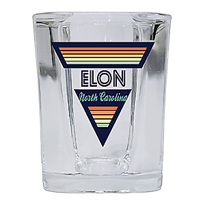 R and R Imports Elon North Carolina 2 Ounce Square Base Liquor Shot Glass Retro Design