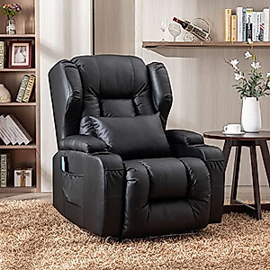BINGTOO Electric Power Recliner Chair with Massage and Heat Recliner Chairs for Adults, Leather Home Theater Seating with Cup Holders, USB Port