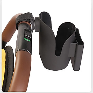 Bike Cup Holder, 2-in-1 Universal Stroller Cup Holder Plastic Adjustable Baby Carriage Bottle Holder with Phone Slot for Stroller, Bike, Wheelchair, Walker, Scooter, Black