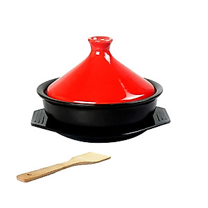 Tagine pot moroccan Small Moroccan Tagine cooking Handmade Clay Cooking Pot, Tajine Pot For Cooking, Ceramic Cookware, With Wooden Spatula,Red