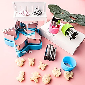 Stainless Steel Sandwiches Cutter set Kids Vegetable Fruit Cutters Heart Star Dinosaur Mousehead Sandwich Cutters Shape Cookie Cutout Fun Food Shape Cutters for Baking