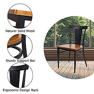 LUCKYERMORE Heavy Duty Dining Chairs Set of 2 with Wood Seat and Metal Frame Restaurant Chairs for Commercial and Residential Use, Fully Assembled, 450lb Weight Capacity