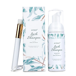 ACTROL Eyelash Extension Cleanser 60ML Natural Lash Extension Shampoo Unscented Professional Eyelid Foaming Cleanser Paraben & Sulfate Free Non-lrritating with Salon and Home Care