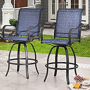 PatioFestival Patio Swivel Bar Stools Set of 4 Outdoor High Bistro Stools Height Chairs Dining Chairs All Weather Garden Furniture(Blue)
