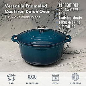 Lexi Home Enameled 6 Qt. Cast Iron Dutch Oven - Blue
