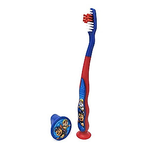 Firefly Nickelodeon Paw Patrol Kids Toothbrushes with Suction Cup and Toothbrush Cap - for Girls 3+ yrs. (2 Count (Pack of 1), Blue)