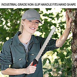 Linsen-outdoors Stainless Steel Garden Knife with 11 Inches Blade, Double Side Utility Sod Cutter Lawn Repair Garden Knife with Nylon Sheath, Red