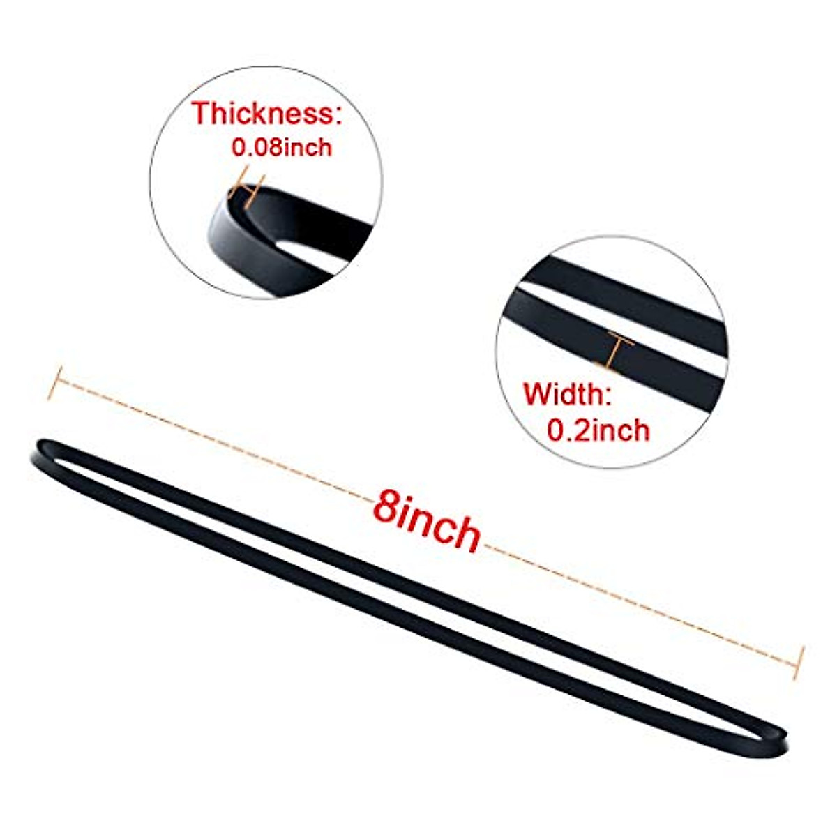 AMUU Rubber Bands Large Black 50 Pack 8 inches Trash Can Band Set Elastic Bands for Office Supply Trash Can File Folders Cat Litter Box Size Big Rubbers Bands Large