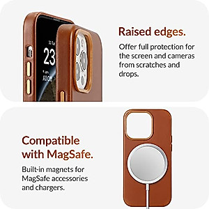 LONLI Edition - (for iPhone 14 Pro) - Premium European Genuine Leather Case - Develop Patina Over Time - Compatible with Magsafe Brown