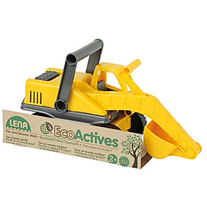 ksmtoys Lena Eco Active Toy Excavator Truck is a Eco Friendly BPA and Phthalates Free Biodegradable Green Toy Manufactured from Food Grade Resin and Wood, Yellow, 11x8x6