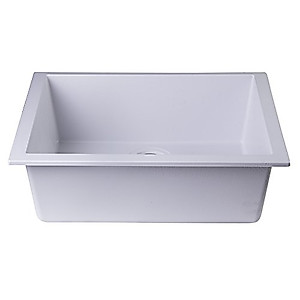 ALFI brand AB2420UM-W Undercount Single Bowl Granite Composite Kitchen Sink, 24", White