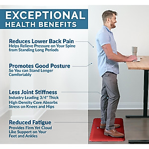 ComfiLife Anti Fatigue Floor Mat – 3/4 Inch Thick Kitchen Mats for Floor, Standing Desk Mat, Kitchen Rug – Comfort at Home, Office – Durable – Stain Resistant – Non-Slip Bottom (20" x 32", Red)