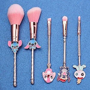 Interstellar Baby Makeup Brushes Set - 5Pcs Creative Stitch Theme Cosmetic Brushes Set, Premium Synthetic Foundation Eyeshades Brush Set Best Gift for Young Girl Women