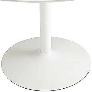Modway Rostrum Modern 44" Round Top Pedestal Kitchen and Dining Room Table in White