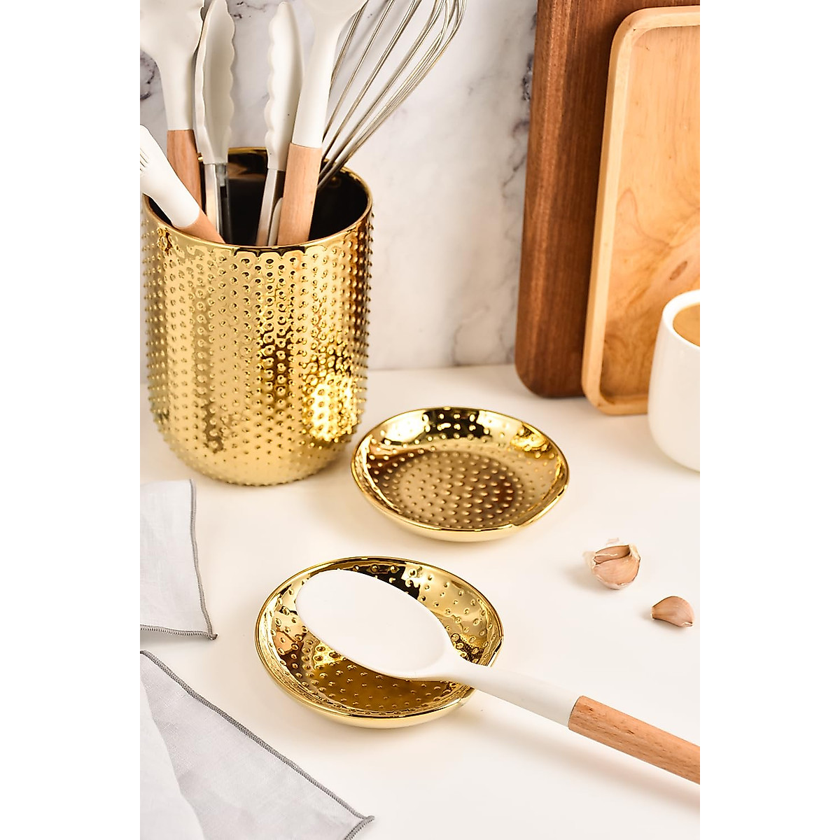 2 Pack Ceramic Spoon Rest for Stove Top, t5" Large Spoon Holder for Kitchen Counter, Ceramic Coffee Spoons Rest for Spoons, Ladles, Tong, Kitchen Spoon Holder for Multiple Utensils, Housewarming Gifts