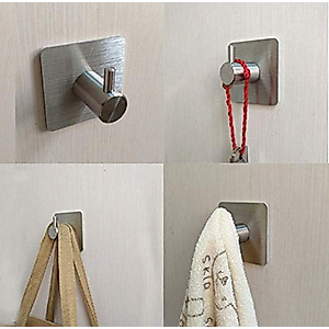 Adhesive Hooks,Wall Hooks Heavy Duty Hanger Bathroom Office Hooks for Hanging Kitchen Bathroom Home,Pack of 2 (Gold)