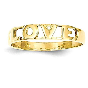 IceCarats 14K Yellow Gold Love Ring Size 7