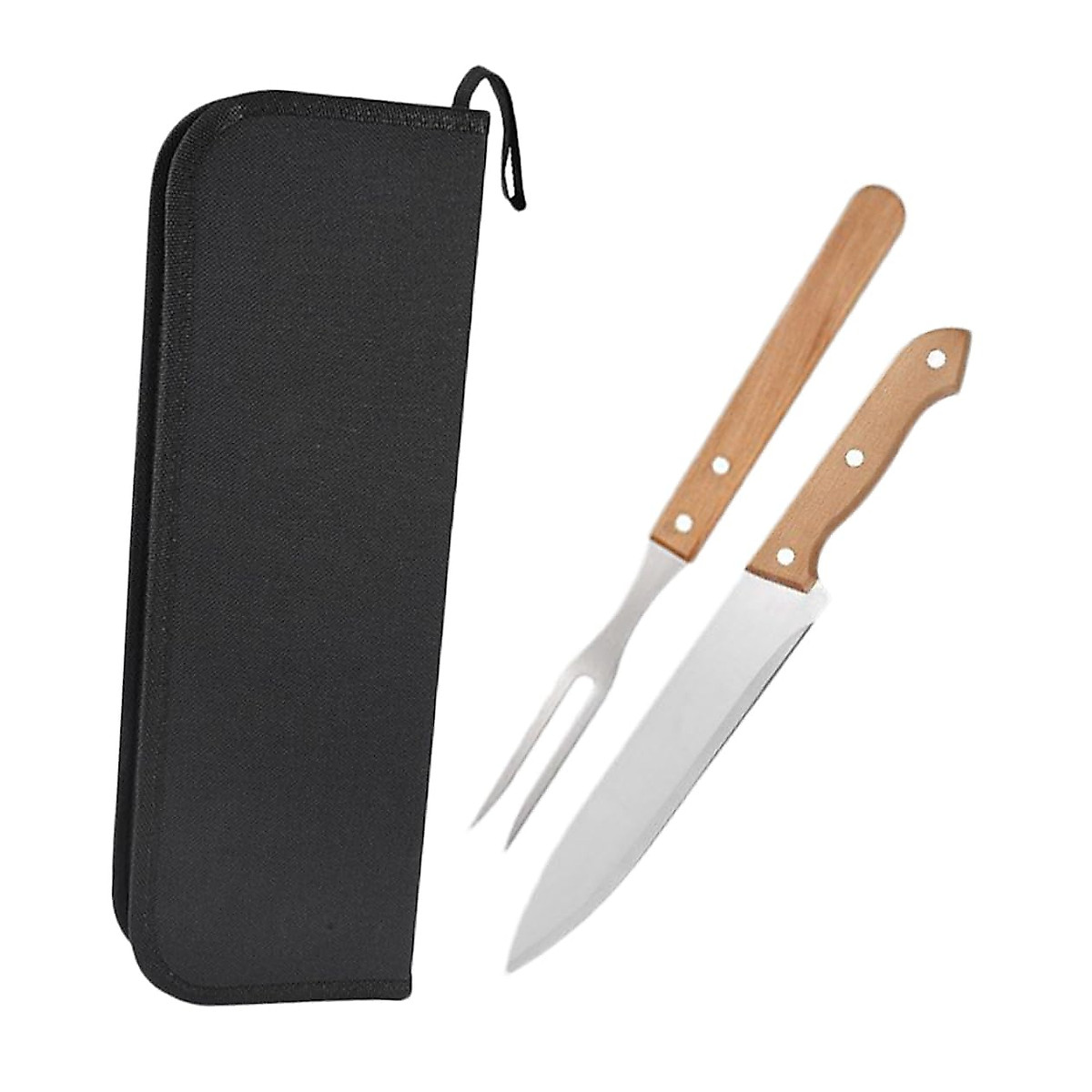 GANAZONO 2 Sets Barbecue and Fork Tools Travel kit Stainless Steel Flatware kit Barbecue Cutter Grilled Serving Fork Brisket Slicing Grill Tool kit BBQ Barbecue Grill Fork