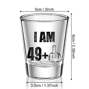 2 Pieces Middle Finger Shot Glass 2oz Black Funny Birthday Party Wine Glasses Present for Women and Men Celebrate Turning Birthday Decoration (49 Plus 1 Style)