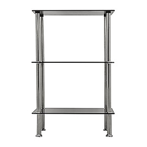 AVF S33-A Small 3 Tier Shelving Unit in Black Glass & Chrome