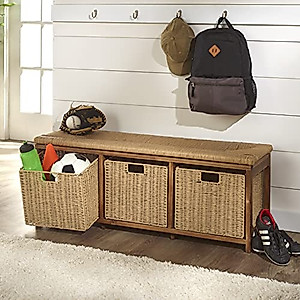 Badger Basket Woven Top and Baskets-Brown Kid's Storage Bench