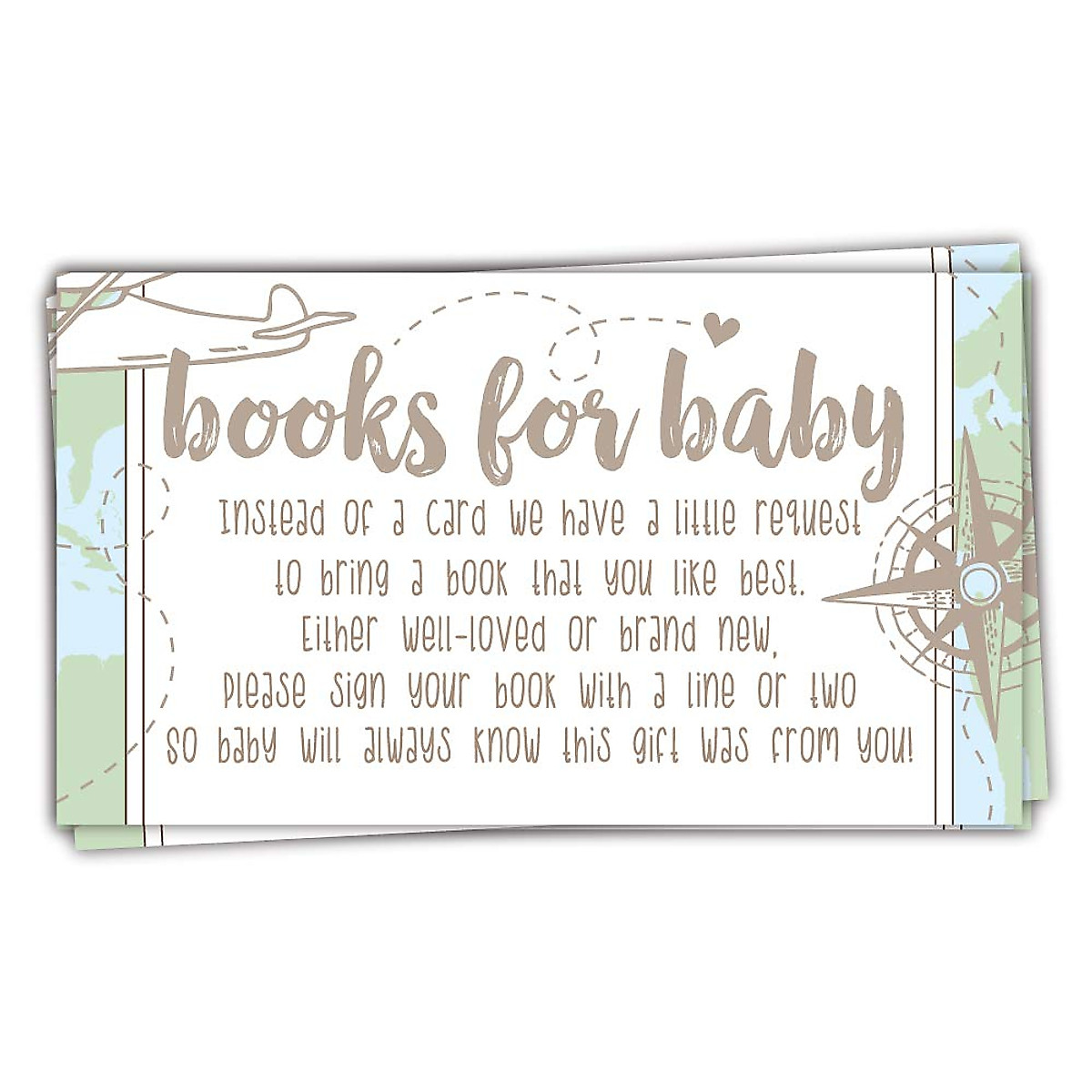 50 Adventure Books for Baby Shower Request Cards - Baby Shower Invitation Inserts