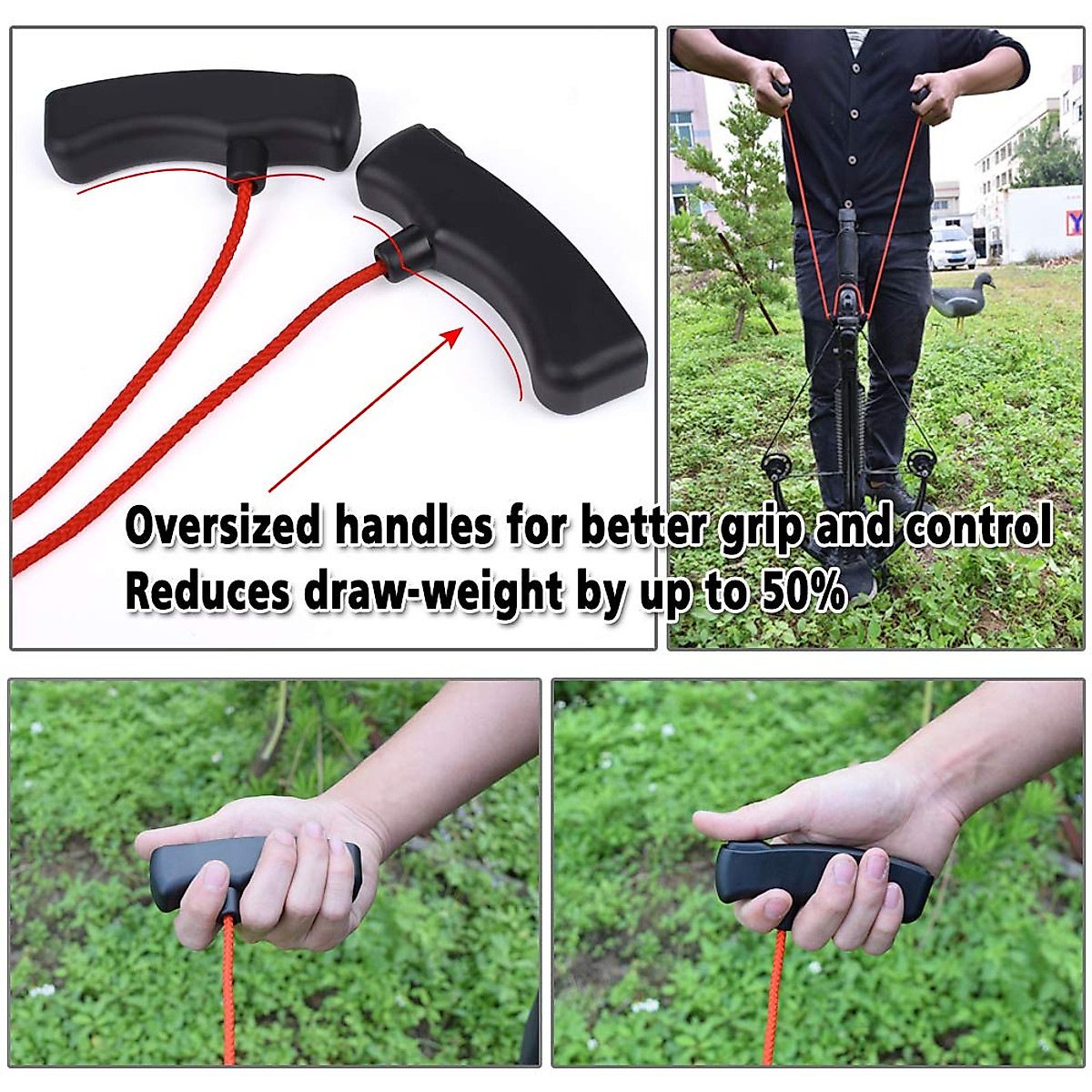 Crossbow Cocking Device Crossbows Cocker Rope Double Handle Strings Tool Archery Red