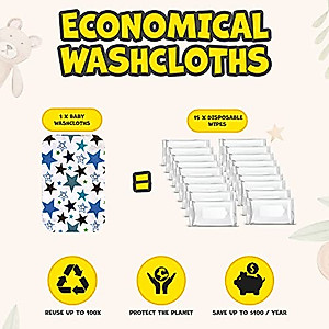 Omilion Baby Washcloth – 30 Pack of Flannel Newborn Washcloths – 100% Cotton - Fun, Colorful Designs – Reusable – Washable – 7x10 Inch Infant Washcloth Set