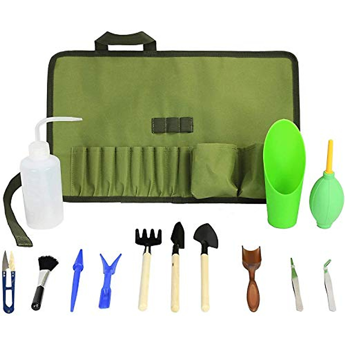 Succulent Kit Roll Organizer Gardening Tool Set | Terrarium Supplies Mini Succulent Garden Tool Kit | Heavy Duty Succulent Bonsai Planter Set Indoor Gardening | Fairy Zen Kit for Soil Fertilizer Seeds