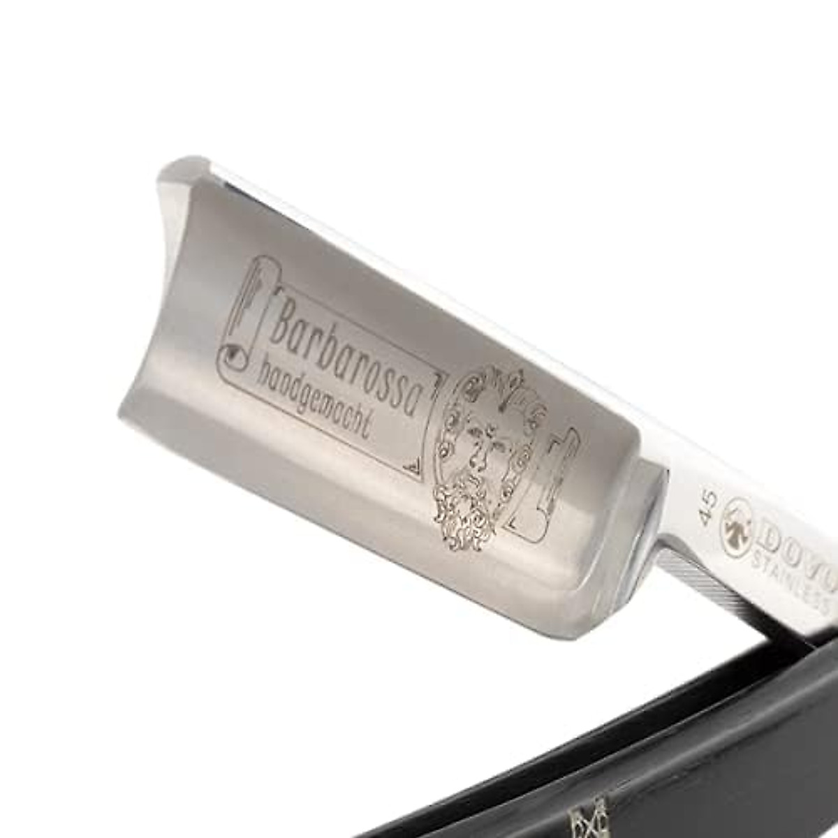 DOVO Barbarossa Moustache 46581 German Straight Razor | Carbon Steel | 5/8 Size | Full Hollow Ground | Round Point | Shortened Cutting Length | Ebony Wood Handle |, 1 ct.