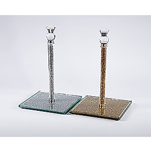 BANQLE Upright Paper Towel Holders, Glam Crystal Kitchen Countertop Decor, Standup Glass Glitter Sparkle Paper Towel Holder, Kitchen Decoration Silver