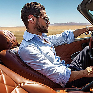 Wireless Ear Clip Skeleton Conduction Headphones, 2024 Open Ear Headphones Wireless Bluetooth, Skeleton Conduction Headphones Bluetooth Earphones for Running, Sports, Cycling (White battery display)