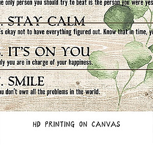 Creoate Motivational Quotes Wall Art- Plant Print 7 Rules of Life Inspirational Motto Canvas Print Home Office Wall Décor