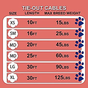 Darkyazi Dog Stake Tie Out Cable and Reflective Stake 16 ft Outdoor, Yard and Camping, for Medium to Large Dogs Up to 125 lbs (16ft Cable, 18" Stake, Silver)