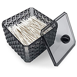 Jutoe Qtip Holder, Cotton Ball Holder, Qtip Cotton Swab Dispenser Holder, Clear Acrylic Cotton Pad Container,Holder for Cotton Swabs,Makeup Sponges,Hair Band - Brushed Nickel 1PCS