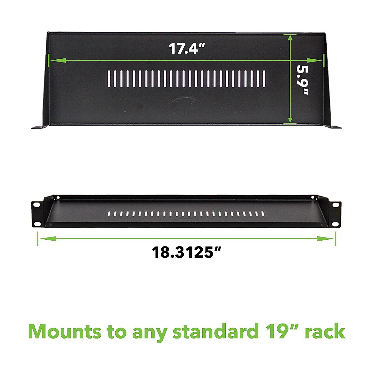 NavePoint Rack Mount Keyboard Shelf Shelves 19 Inch 1U Black 6 Inches (150mm) deep - Black