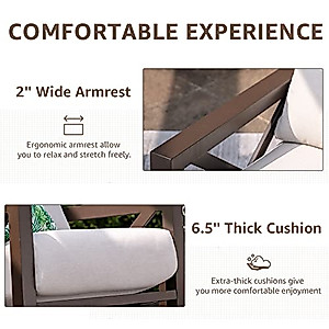 NATURAL EXPRESSIONS Rocking Bistro Set, 3 Piece Outdoor Patio Conversation Furniture Set with 2 Rockers and 1 Metal Coffee Table with Thick Cushions for Backyard,Porch,Poolside,300lbs Weight Capacity