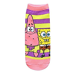 Hyp Spongebob Squarepants and Patrick Juniors/Womens 5 Pack Ankle Socks