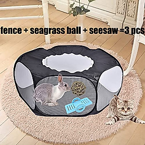 Hamster Playpen with Cover, Large - Foldable Exercise Playpen, Breathable and Transparent Pet Cage Fence Indoor/Outdoor for Guinea Pigs Hedgehogs Gerbils Dwarf Rabbits Bunny Chinchillas Rats