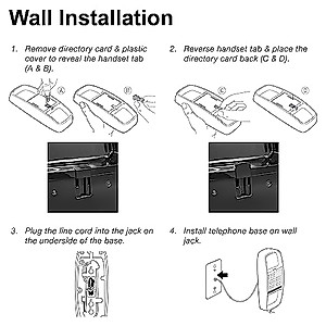 AT&T 210 Basic Trimline Corded Phone, No AC Power Required, Wall-Mountable, Black