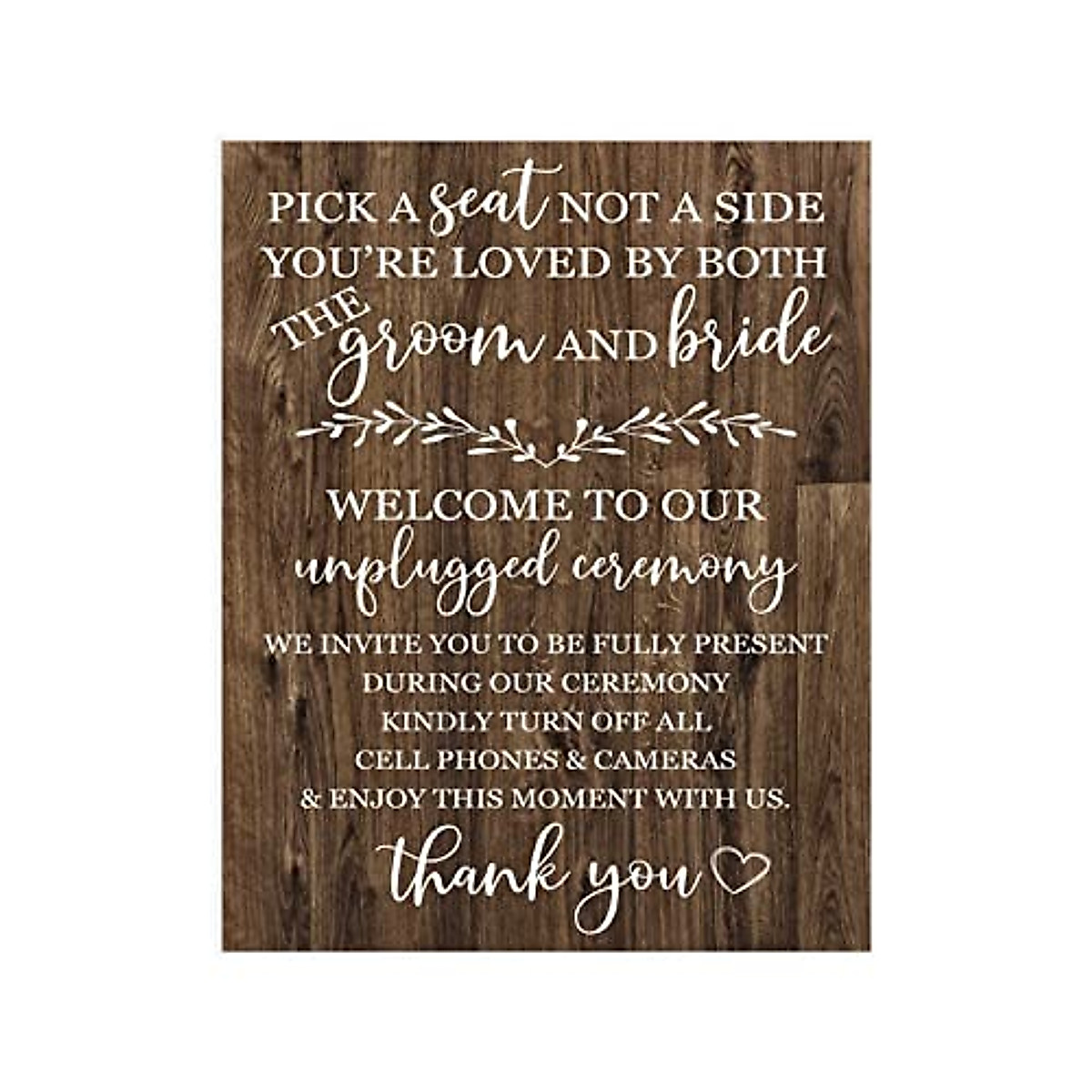 Unplugged Ceremony, Pick A Seat Not A Side, Wedding Sign, Wedding Ceremony Sign 16x20 inch
