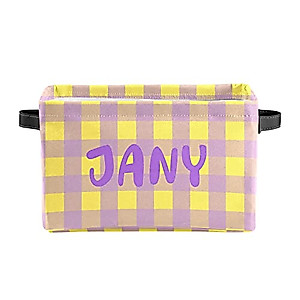 Foldable Personalized Basket Toy Box for Boys Girls Waterproof Custom Storage Baskets Bin with Name Closet Shelf Nursery Customized Boxes Cubes Organizer with Handles, 1 Pack