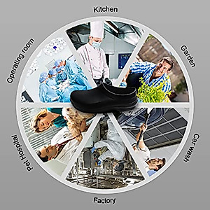 LIPROFE Chef Shoes for Men - Slip Resistant Clogs, Slip On Work Shoes for Food Service, Black Comfort Casual Shoes Black 9