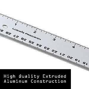 Ludwig Precision Non-Slip Backed Aluminum Straight Edge Ruler, 12-INCH, Silver