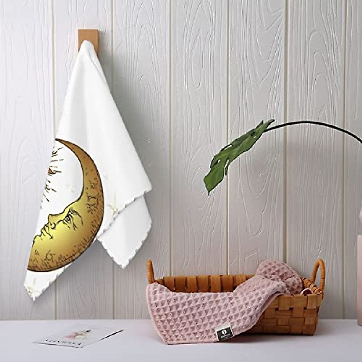 Hand Towels Boho Style Sun Moon Stars Fingertip Towel for Home Kitchen Swim Spa 12 X 27.5 Inches