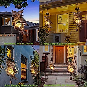 Solar Wind Chimes Outdoor Owl Hanging Lanterns Decor Solar Lights for Outside Garden Yard Art Unique Valentine's Day Gift Mother's Gifts Birthday Gifts