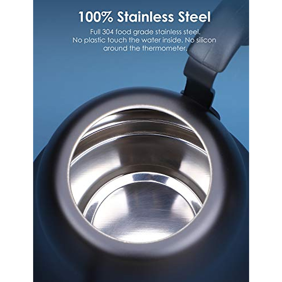 Chefbar Tea Kettle with Thermometer for Stove Top Gooseneck Kettle, Pour Over Coffee Kettle, Tea Pot Stovetop Teapot, Hot Water Heater Boiler for Camping, Home & Kitchen, Matte Black - 28oz