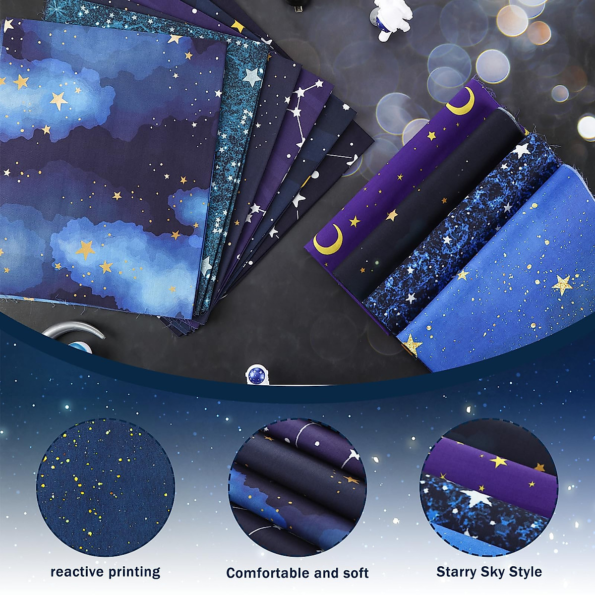 Buryeah 20 Pcs 18" x 21" Cotton Quilting Fabric Fat Quarters Fabric Bundles Fabric of The Universe for Quilting Sewing DIY Quilt Beginners Quilting Supplies Fabric Squares