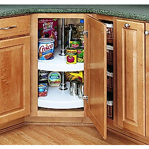 Richelieu Full Circle 2-Shelf Round White Trays Corner Cabinet Lazy Susan with Dependently Rotating Trays (18")